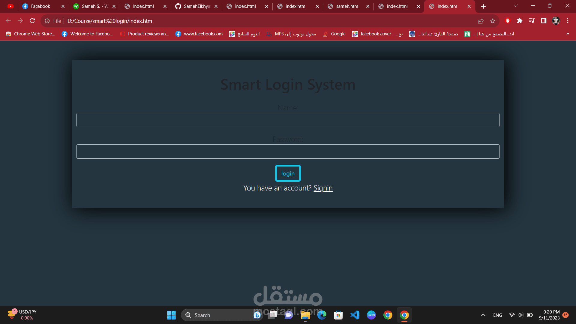 smart login page with (sign in and sign up) | مستقل