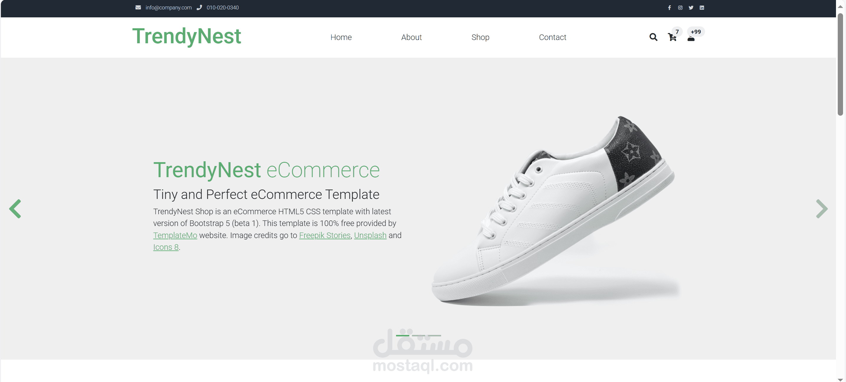 تصميم موقع احترافي HTML5 و CSS3 و Bootstrap و JavaScript | مستقل