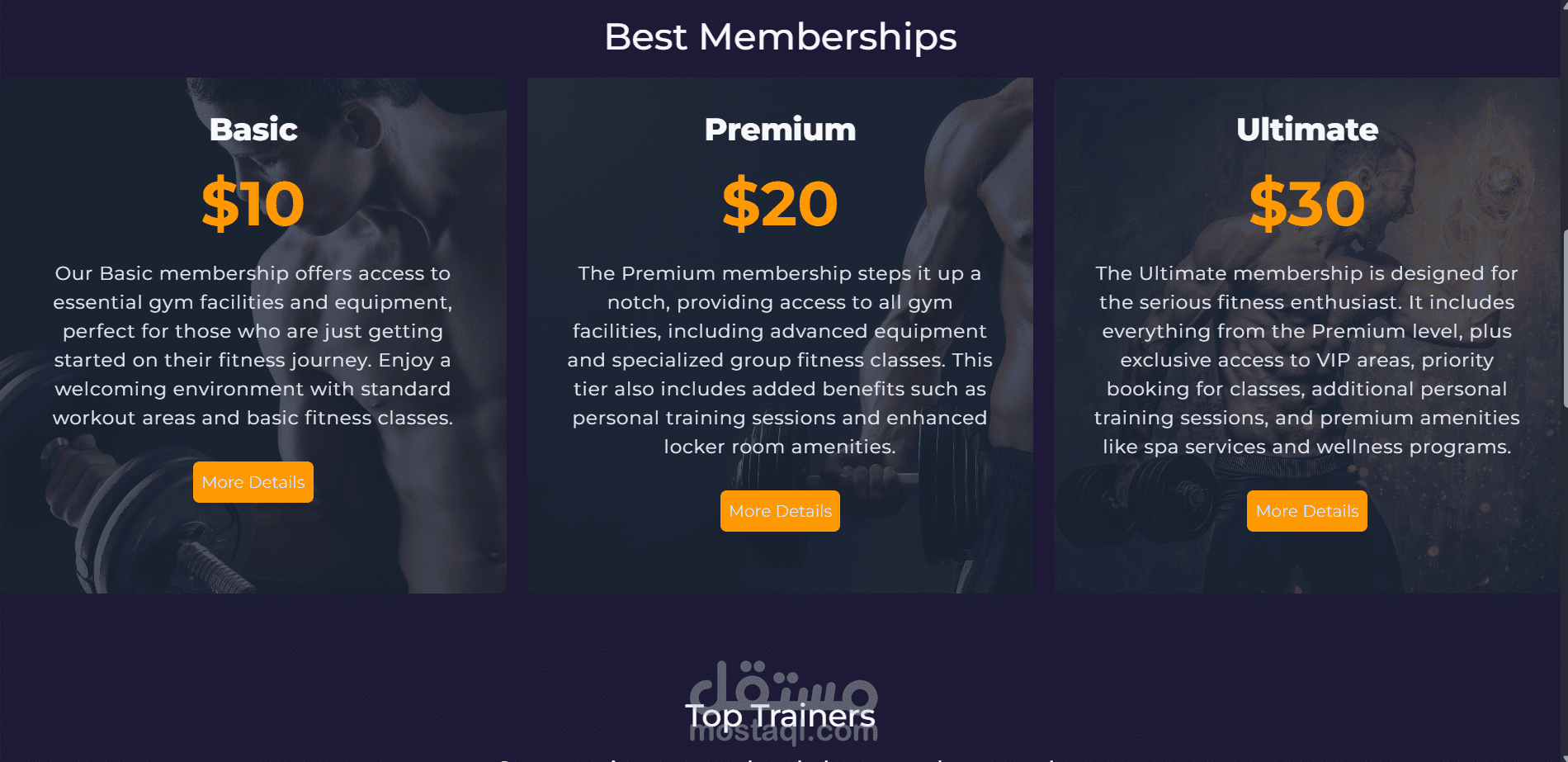 Gym website with admin dashboard | مستقل