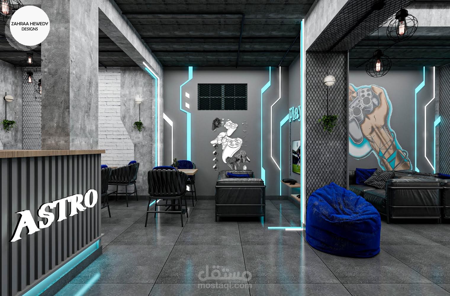 Playstation cafe design | مستقل