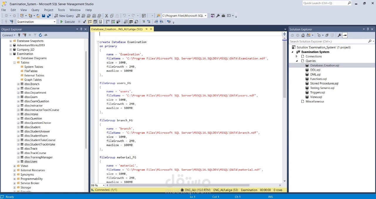 Examination System Database | مستقل