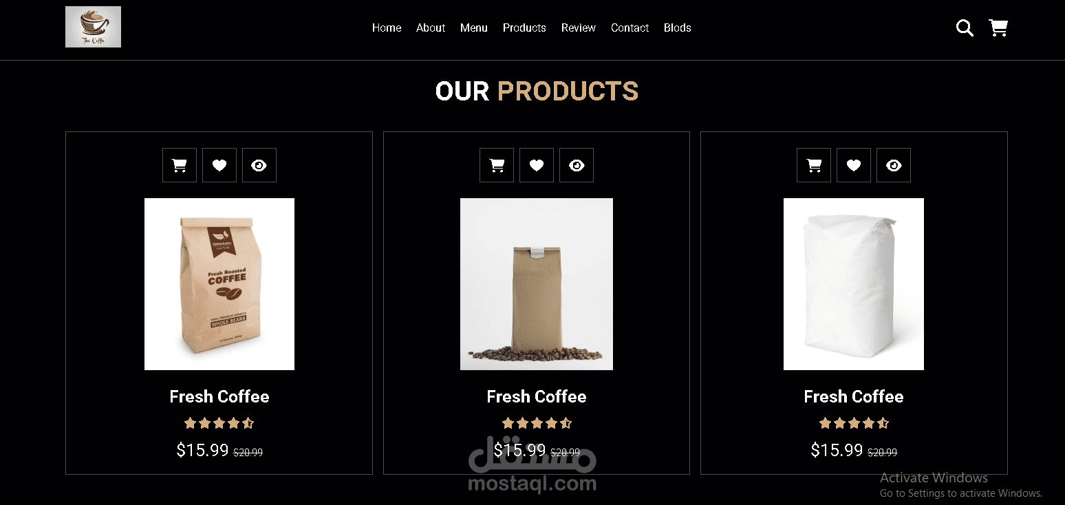 متجر إلكتروني متكامل لبيع القهوة | مستقل