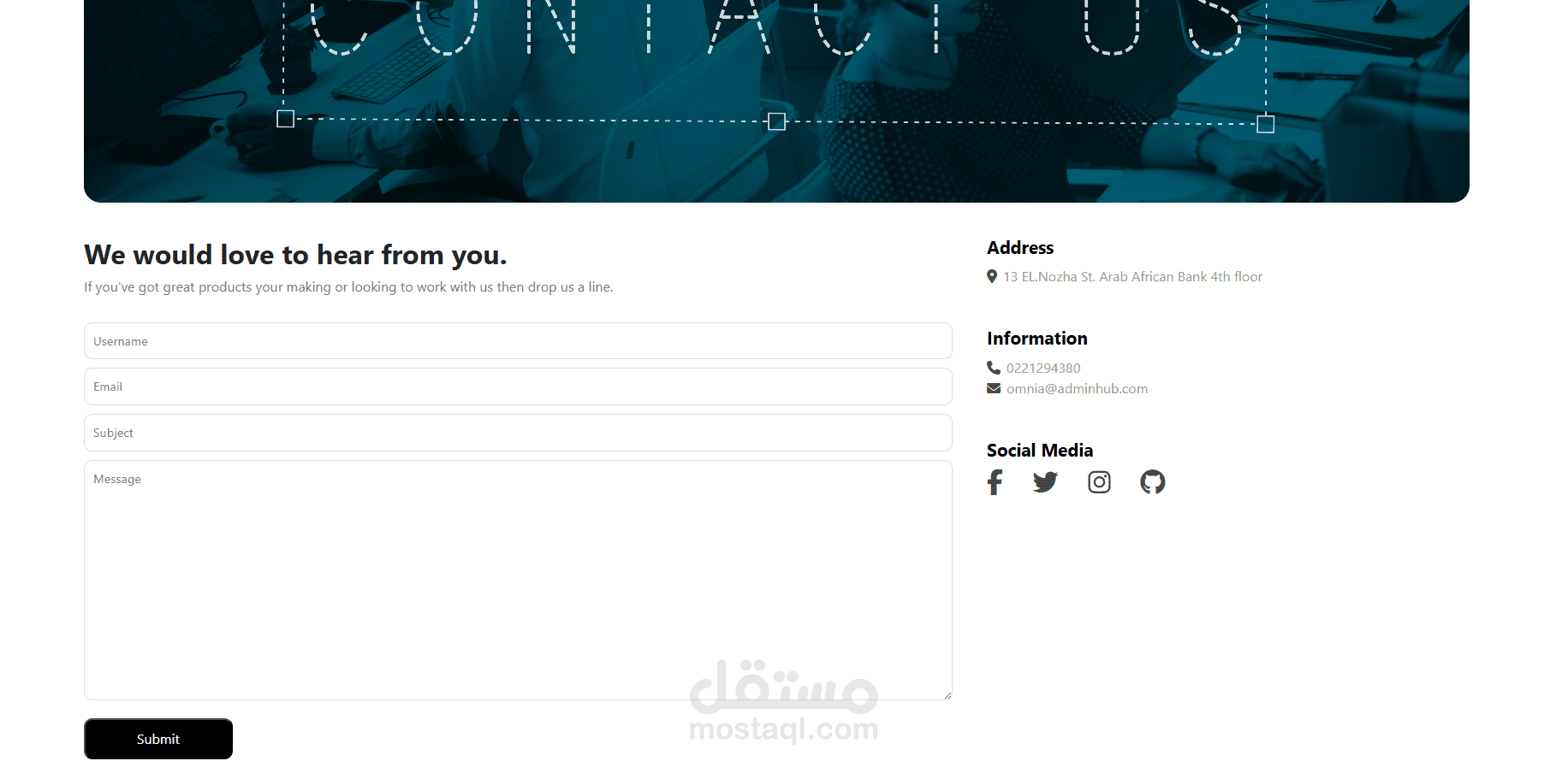 تصميم صفحة "اتصل بنا" احترافية (Contact Us) باستخدام HTML / CSS ...