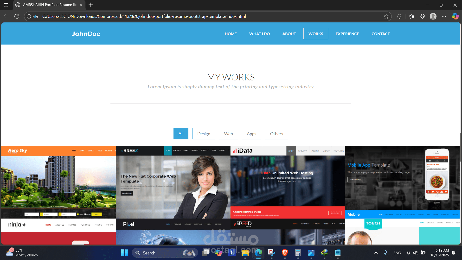 portfolio resume bootstrap | مستقل