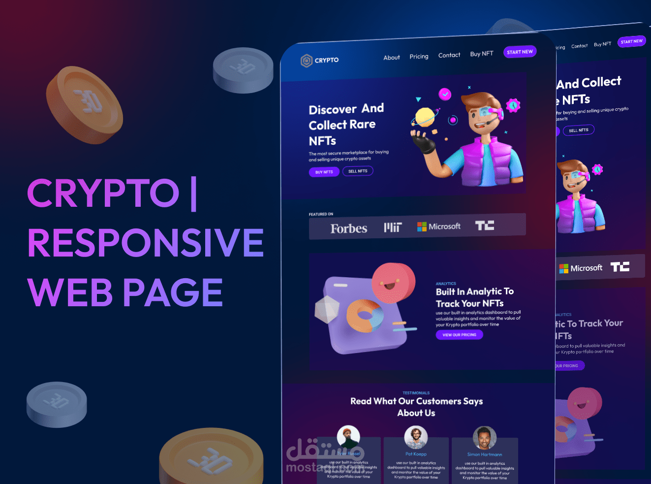 Crypto | responsive website | مستقل