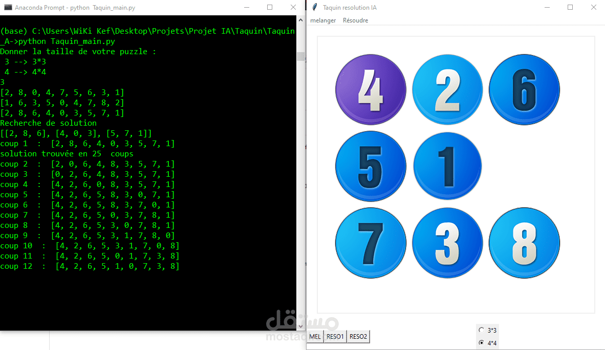 Solving the Taquin game with the A* algorithm (with graphical interface ...