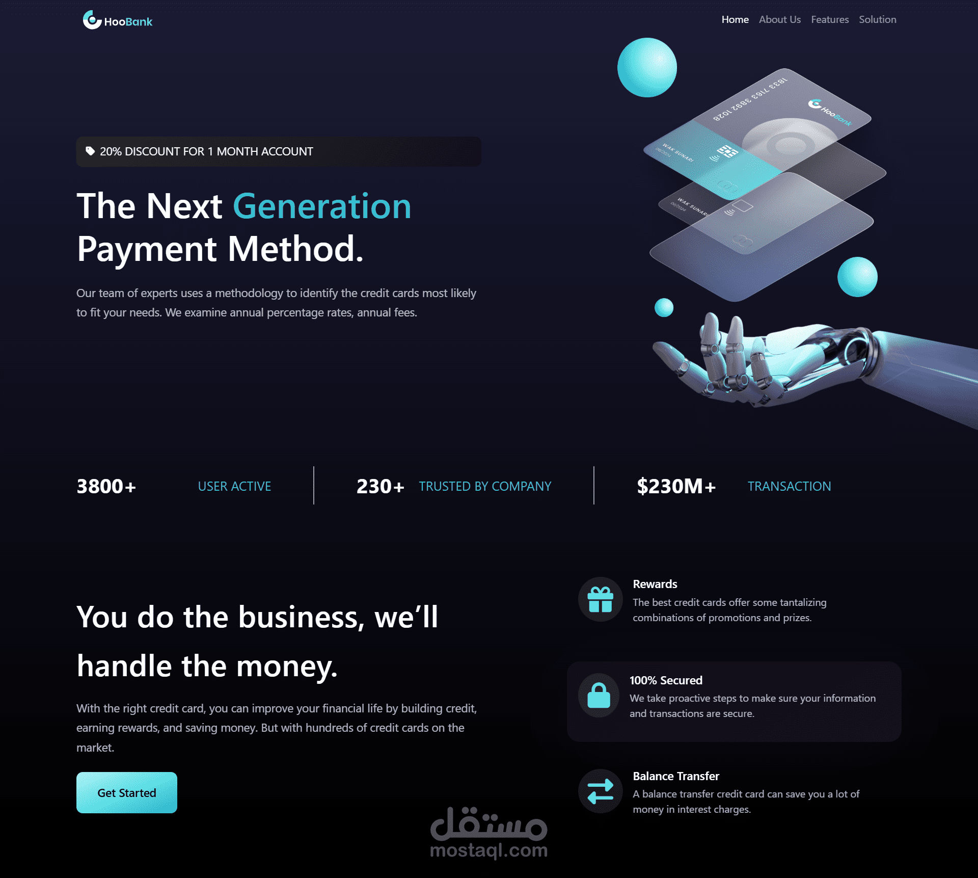 HooBank – Landing Page لحلول مالية ذكية ومتكاملة | مستقل