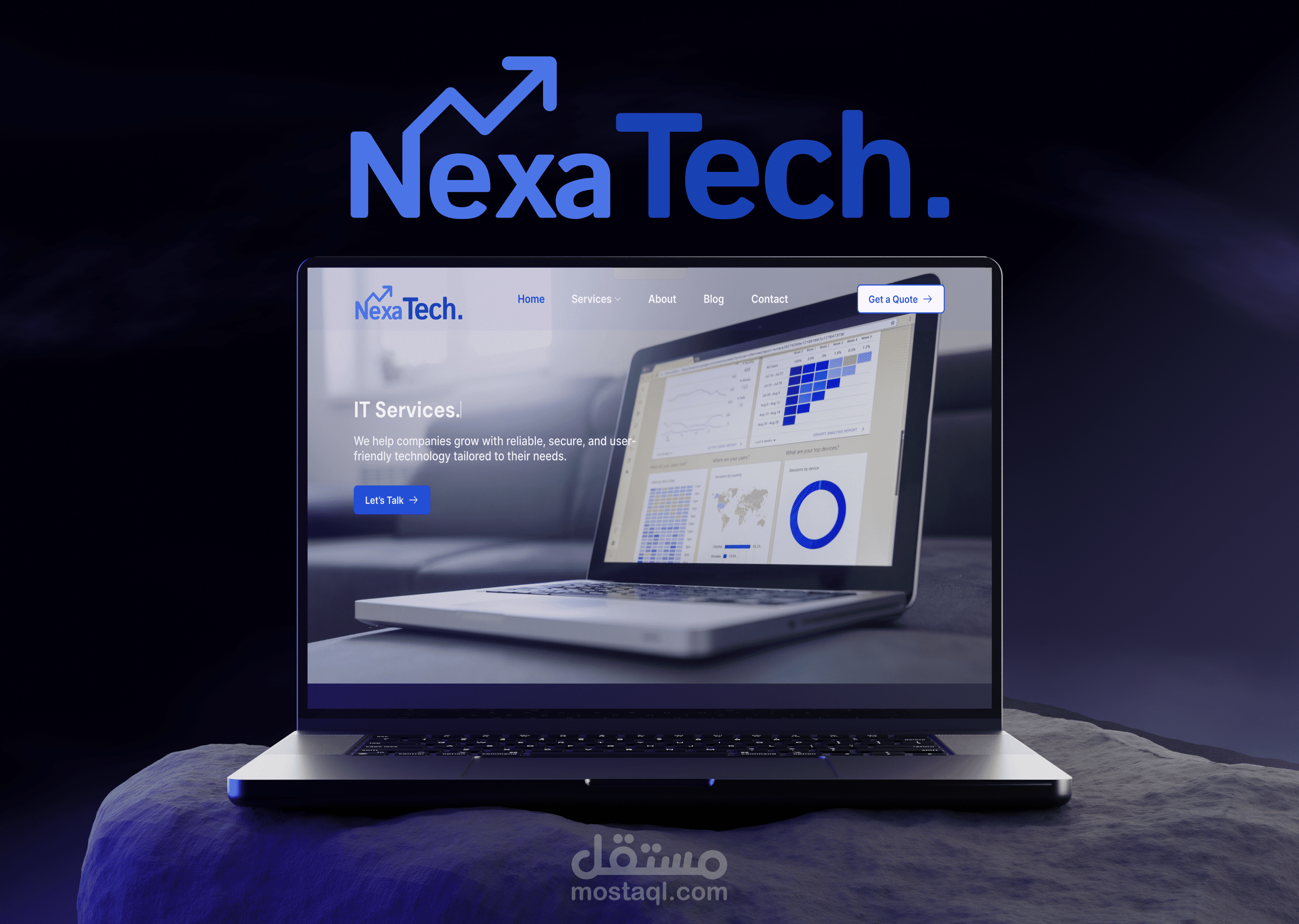 تصميم صفحة هبوط احترافية لخدمة تكنولوجيا – NexaTech | مستقل