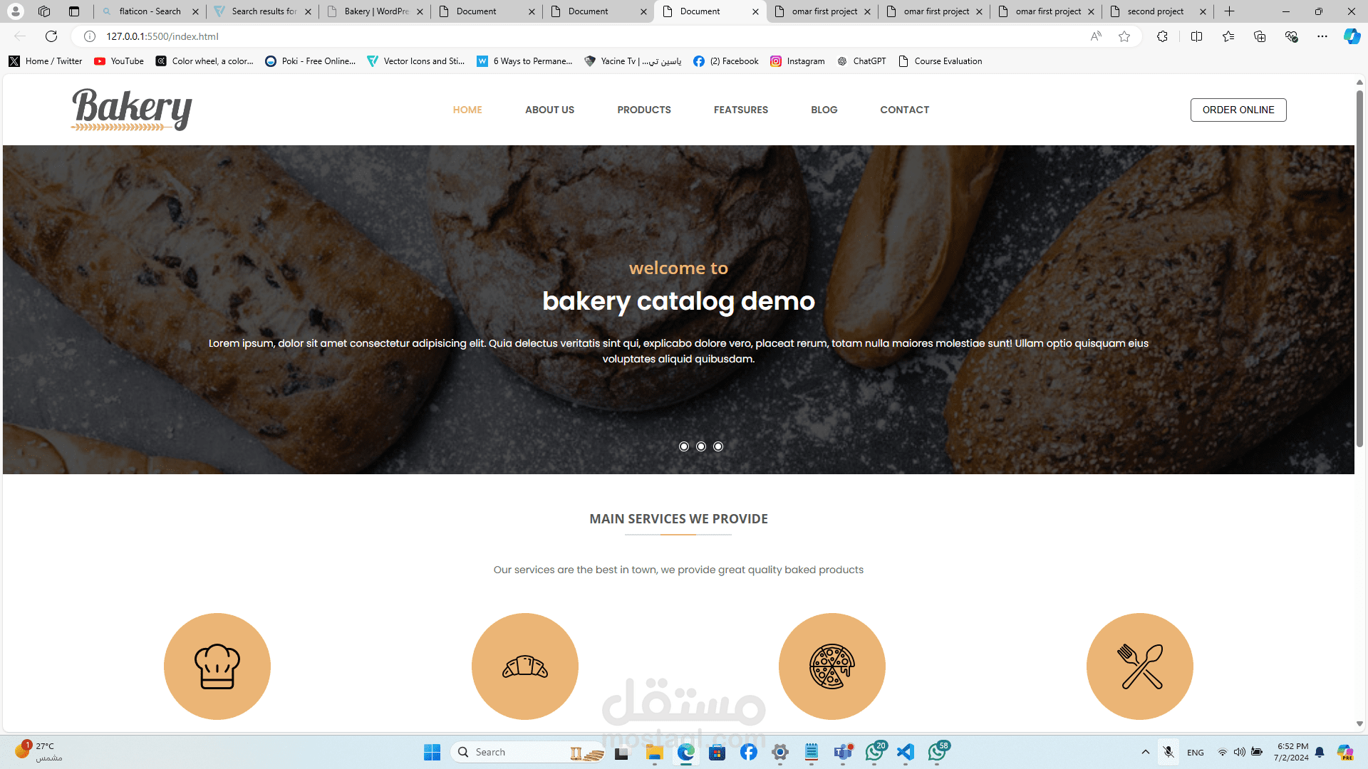 Ui bakery website | مستقل