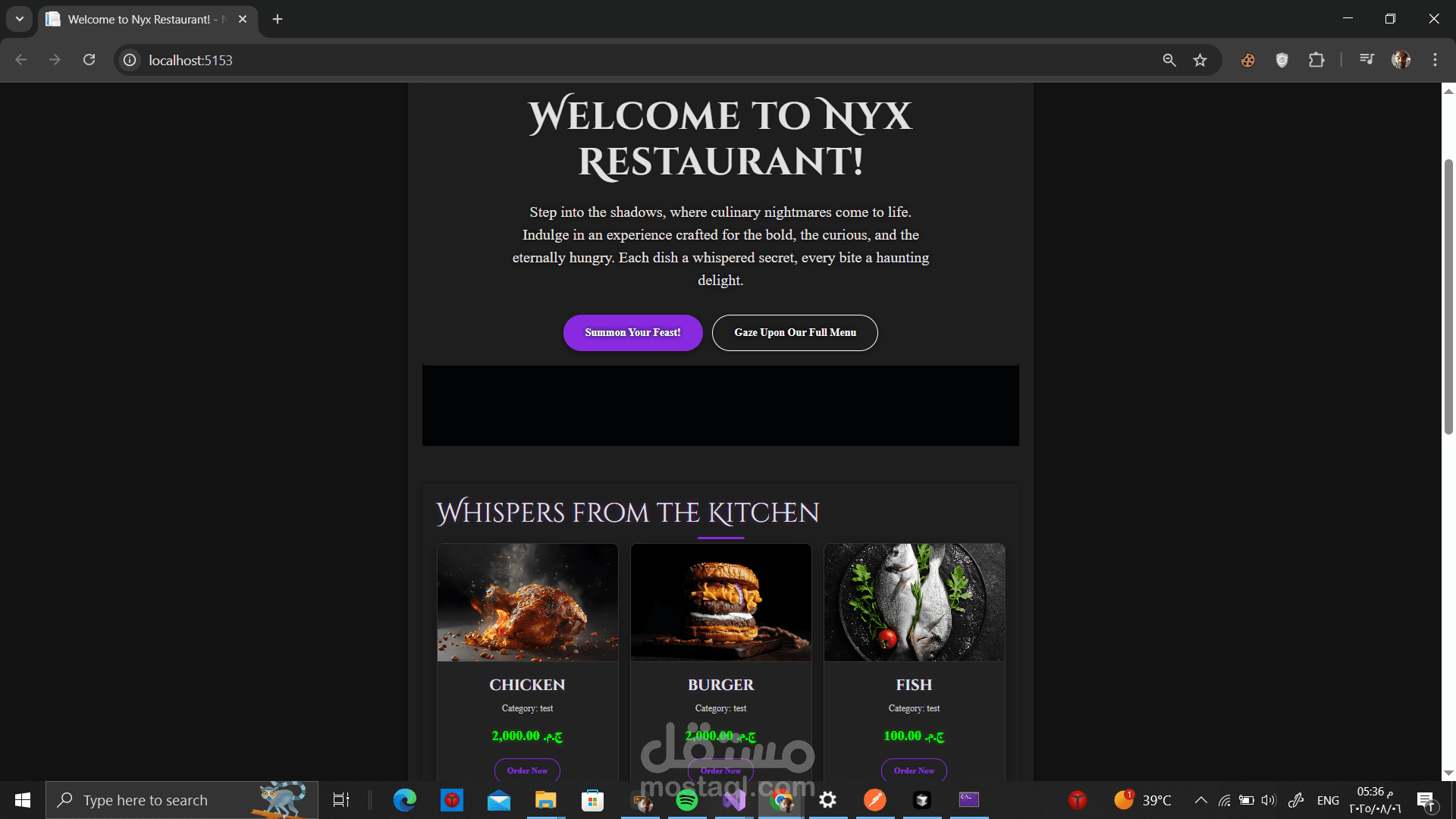 Restaurant Management System (ASP.NET Core MVC) | مستقل
