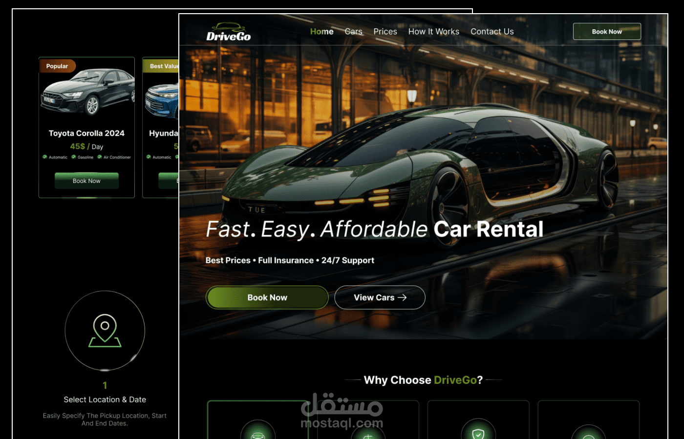 Car Booking Landing Page – UI/UX Case Study | مستقل