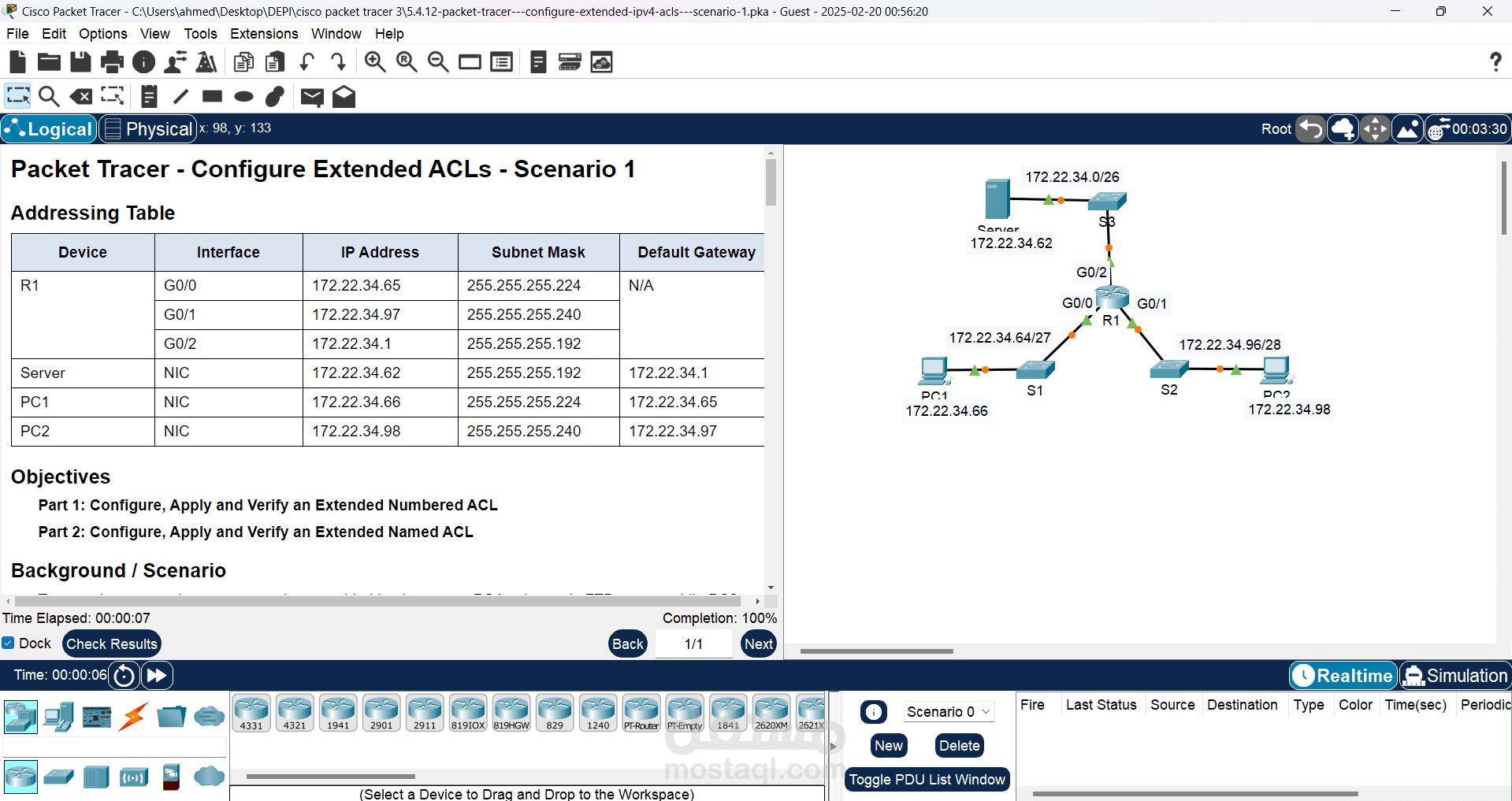 applying acl from ccna semester 3 | مستقل