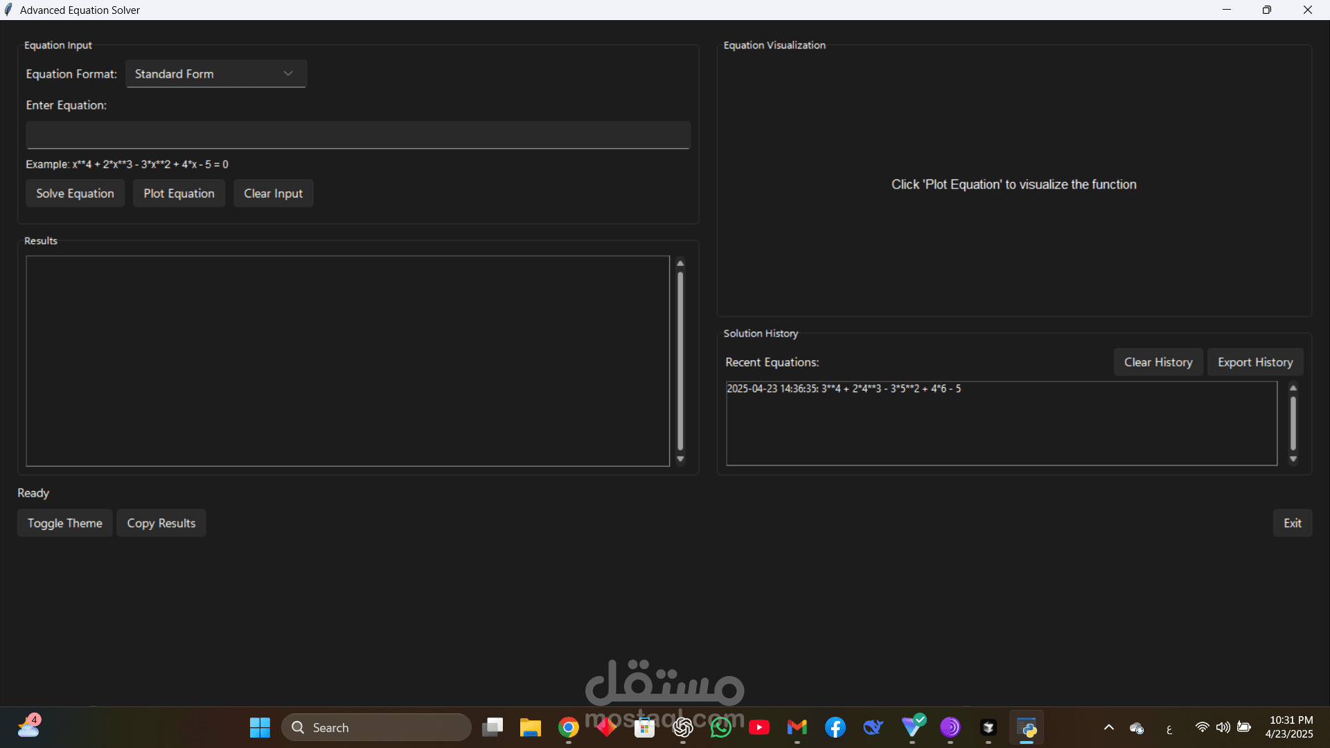 Advanced Equation Solver & Visualizer | مستقل