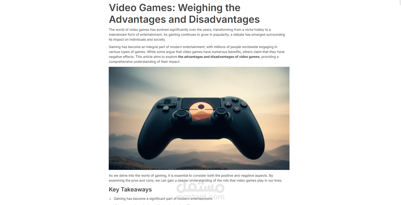 Video Games: Weighing the Advantages and Disadvantages | مستقل