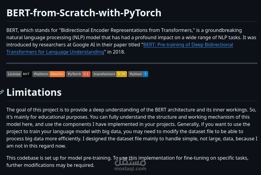BERT-from-Scratch-with-PyTorch | مستقل